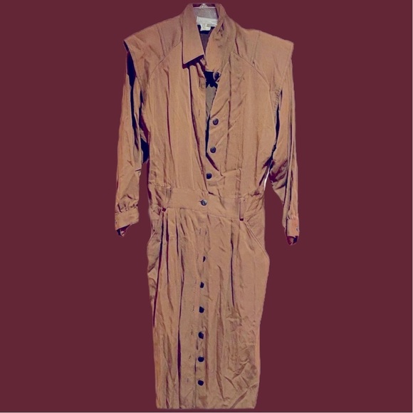 Vintage | Dresses | Vintage 7s Buttondown Midi Dress Sz Ml Petite Ed ...